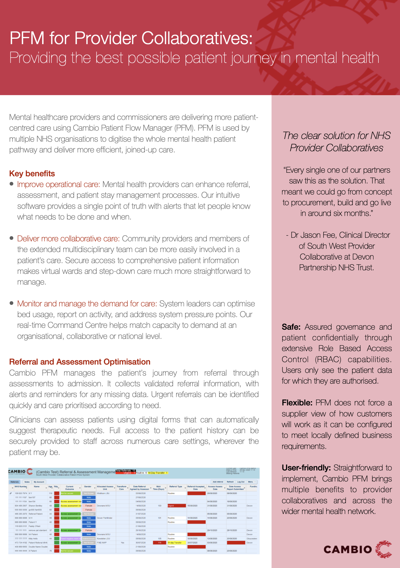 Cambio’s PFM for Provider Collaborative - Cambio UK